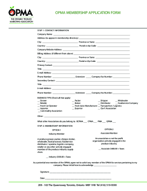 Fillable Online OPMA MEMBERSHIP APPLICATION FORM Fax Email Print ...