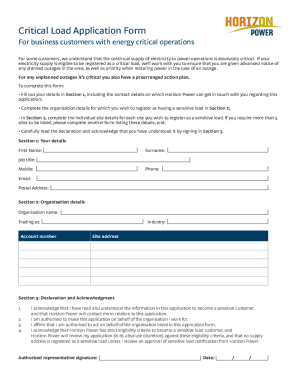Fillable Online Critical Load Application Form Fax Email Print - pdfFiller