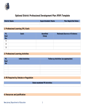 Optional District Professional Development Plan (PDP) ... Doc Template ...