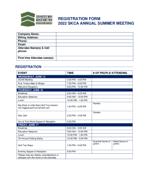 Fillable Online REGISTRATION FORM 2022 SKCA ANNUAL SUMMER ... Fax Email ...