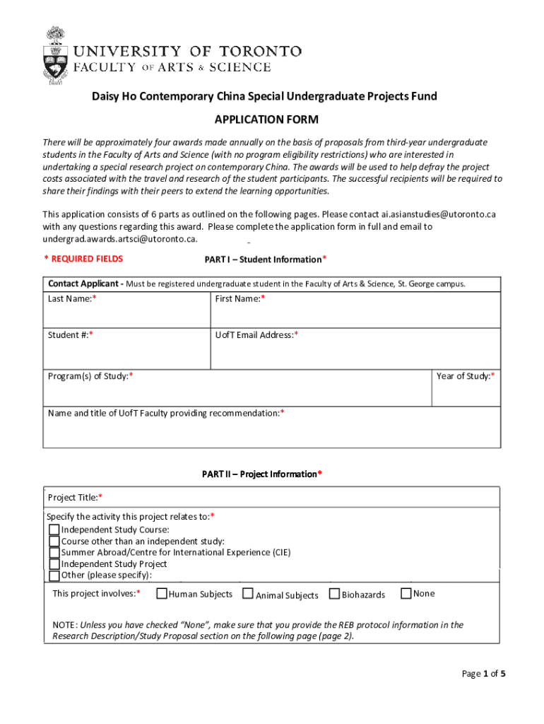 Fillable Online Daisy Ho Contemporary China Special Undergraduate ...