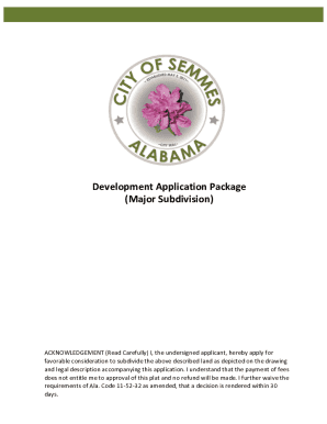 Fillable Online Development Application Form 1 - Subdivision Approval ...