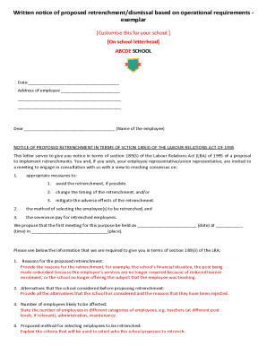 Fillable Online How to draft a Section 189(3) Retrenchment Letter ...