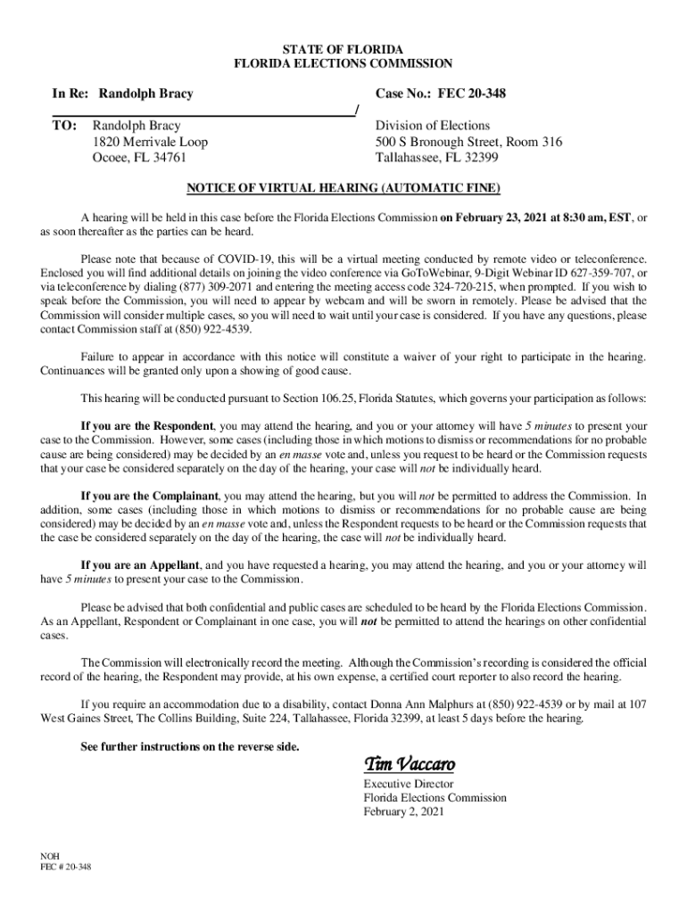 Fillable Online Florida Secretary of State Cord Byrd Reminds Floridians ...