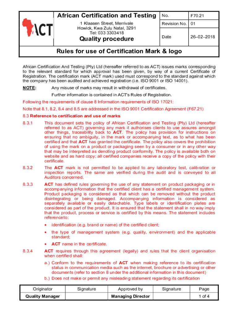 Fillable Online Rules for use of Certification Mark & logo Fax Email Print - pdfFiller