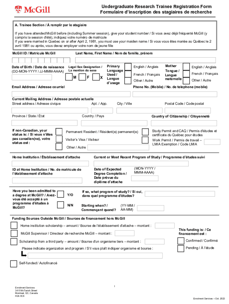 Remplissable En Ligne graduate research trainee registration form ...