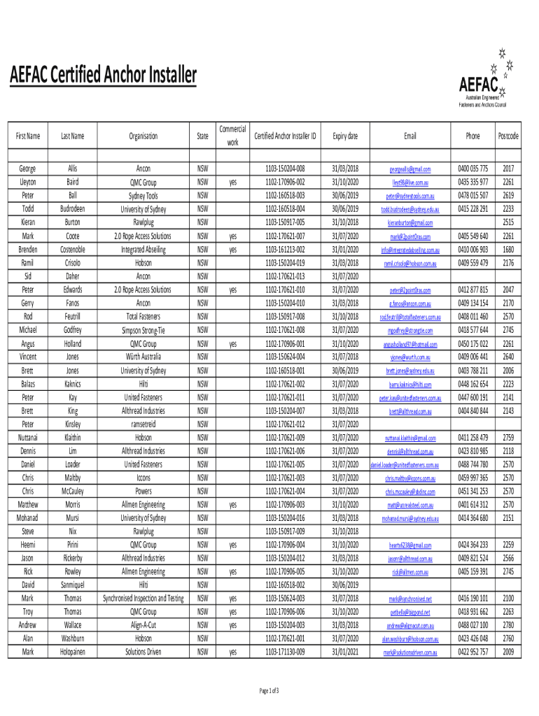 Fillable Online Anchor Installer Certification Program Fax Email Print - pdfFiller