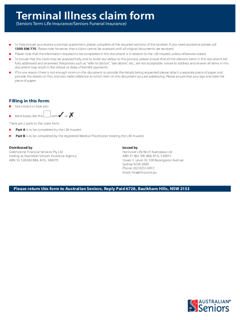 Fillable Online Seniors Funeral and Term Life Insurance Terminal ...