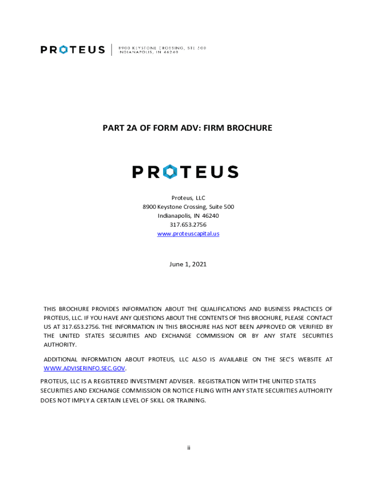 Fillable Online PART 2A OF FORM ADV: FIRM BROCHURE - Proteus Capital Fax Email Print - pdfFiller