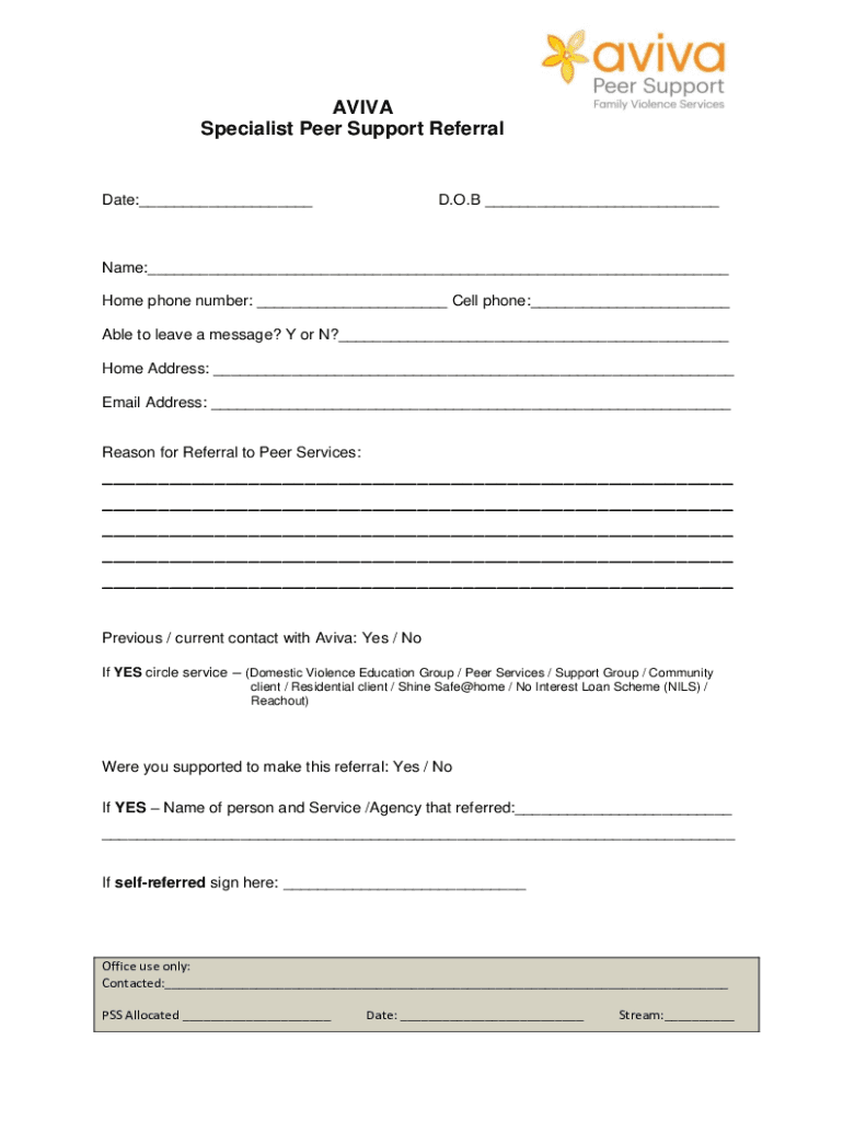 Fillable Online Referral Form ESCN Peer Support Service - NHS Sussex Fax Email Print - pdfFiller