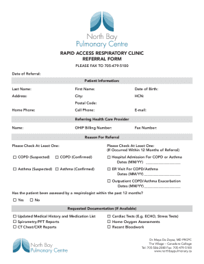 Fillable Online RAPID ACCESS RESPIRATORY CLINIC REFERRAL FORM Fax Email ...