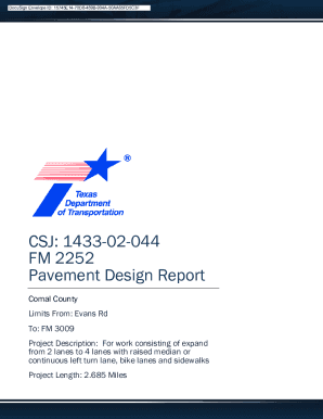 Fillable Online ftp dot state tx CSJ: 1433-02-044 FM 2252 Pavement ...