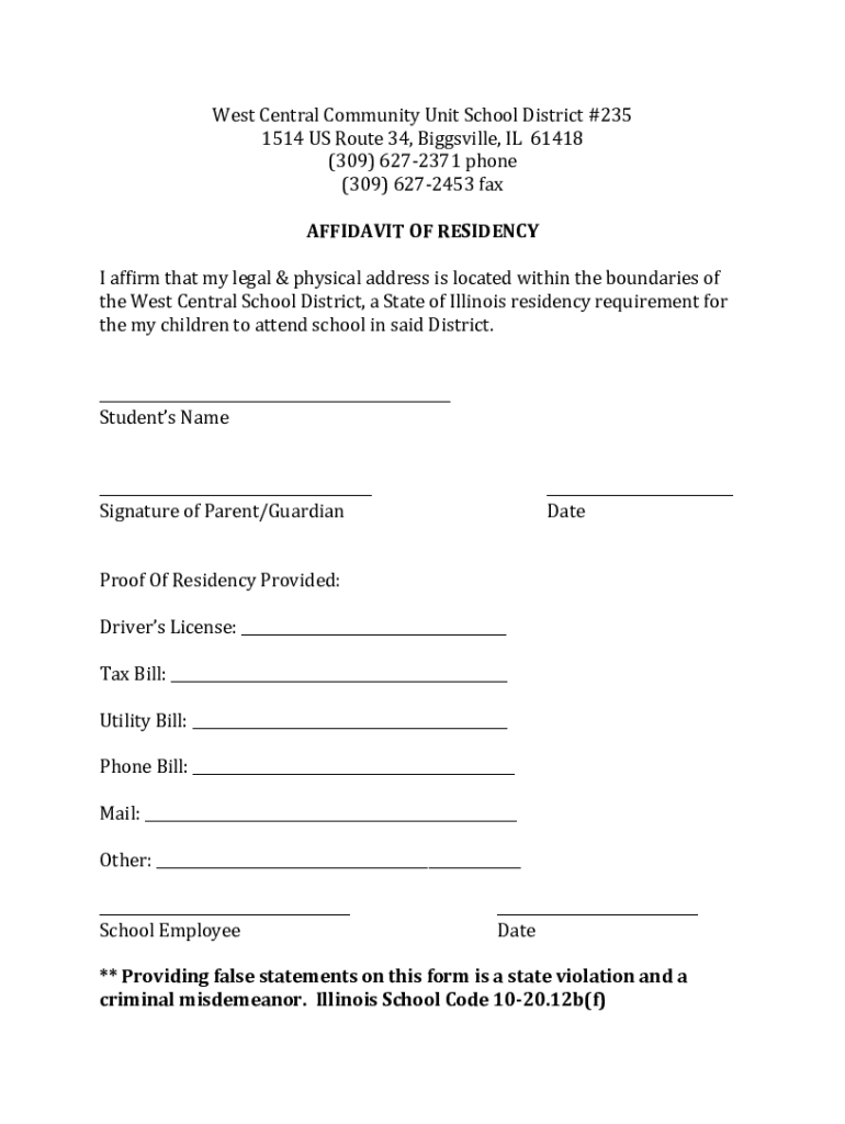 Fillable Online Affidavit of Residency.pdf Fax Email Print - pdfFiller