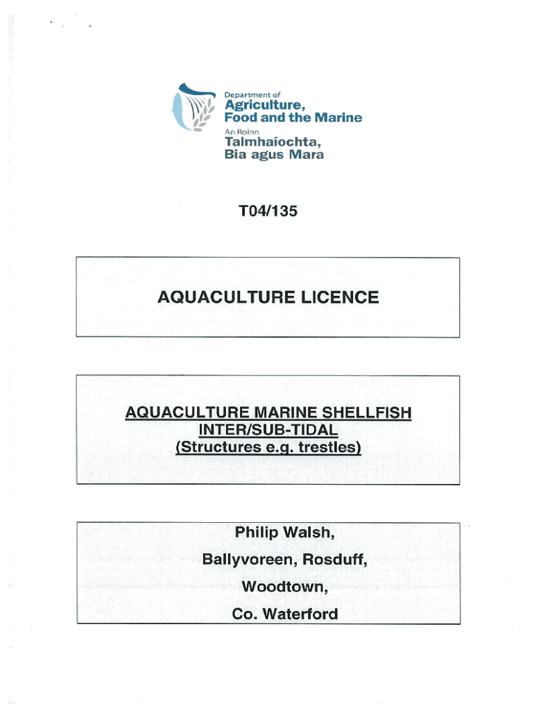 Fillable Online aquaculture licence aq no. 1072 granted in accordance ...
