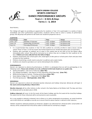 Fillable Online sports contract - dance performance groups Fax Email ...