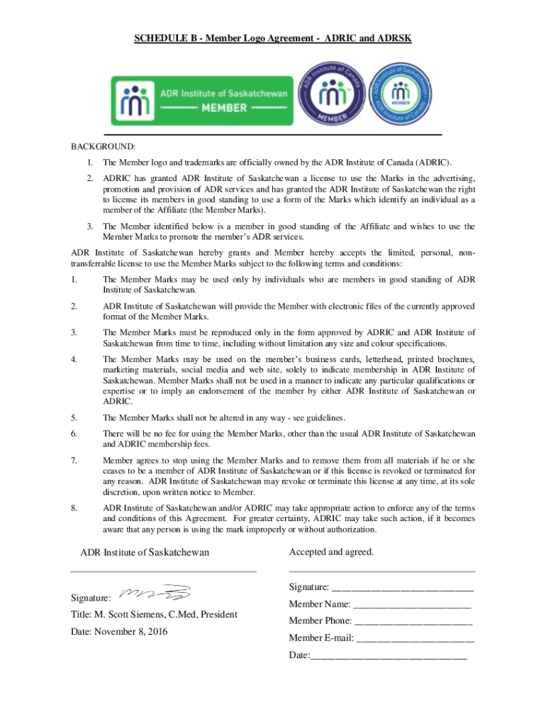 Fillable Online Member Logo Agreement Fax Email Print - pdfFiller