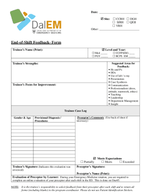 Fillable Online End-of-Shift Feedback- Form Fax Email Print - pdfFiller