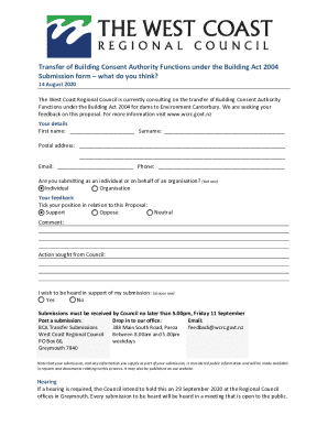 Fillable Online Transfer of Building Consent Authority Functions under ...