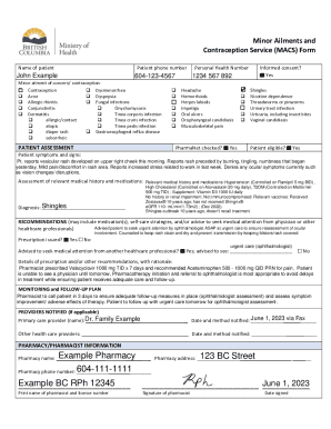 Fillable Online Minor Ailments and Contraception Service (MACS) Fax ...