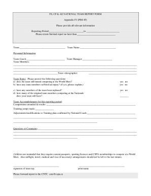 Fillable Online PIM 4F-App ll. National Team Member Report Form - FS ...