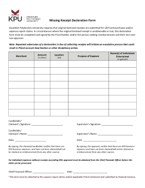 Fillable Online Fillable Online Missing Receipt Declaration Form Fax ...