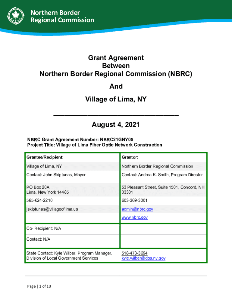 Fillable Online Northern Border Regional Commission Lapse Plan Fax ...