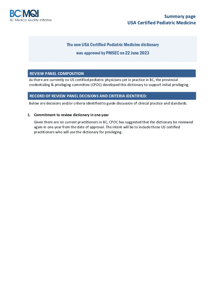 Fillable Online USA Certified Pediatric Medicine Clinical Privileges ...