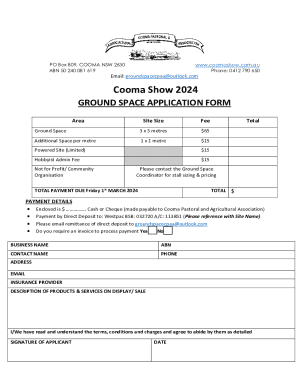 Fillable Online Cooma Show 2024 Ground Space Booking Form Fax Email ...