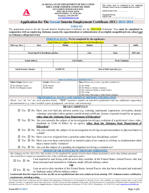 Fillable Online Application for The Second Interim Employment ...