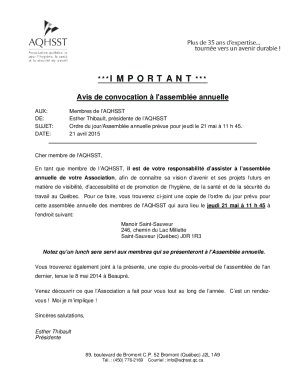 Remplissable En Ligne IMPORTANT *** Avis de convocationl'assemble ...