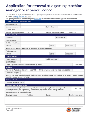 Fillable Online nt gov Form 82 Application for liquor and gaming ...