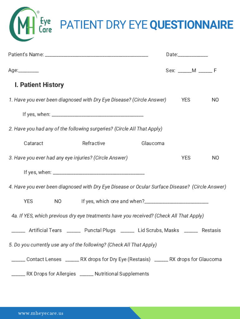 Fillable Online Speed II Questionnaire for Dry Eye Disease/Ocular Surface ... Fax Email Print ...