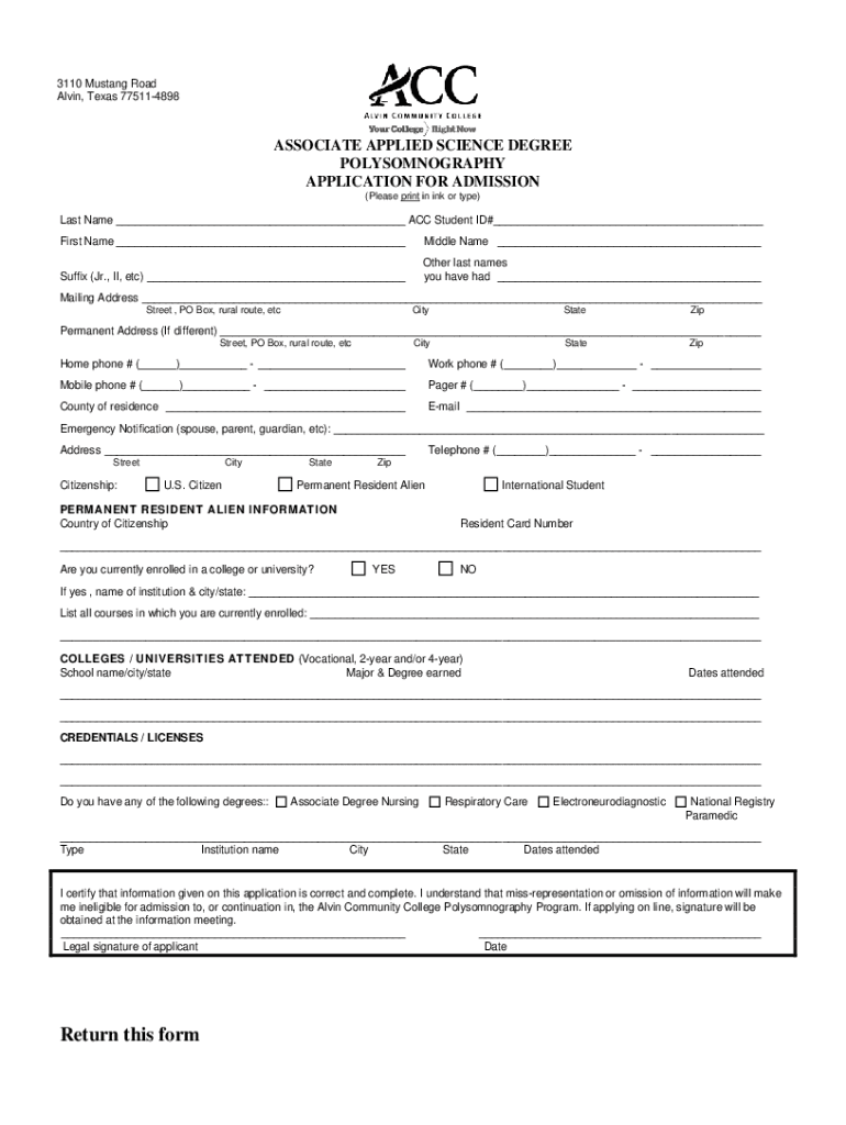 Fillable Online Polysomnographic (Sleep) Technician (Online Option) Fax ...