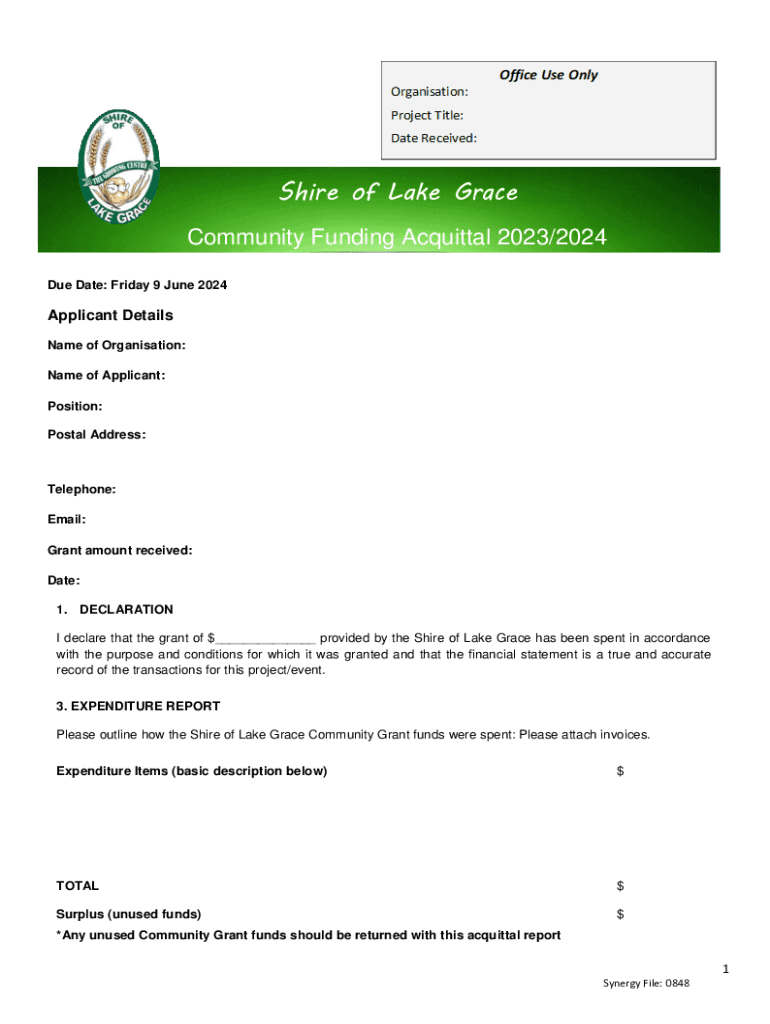 Fillable Online Community Funding. Acquittal Form Fax Email Print - pdfFiller