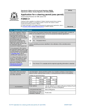 Fillable Online Application area permit (Form C1) - Shire of Mingenew ...