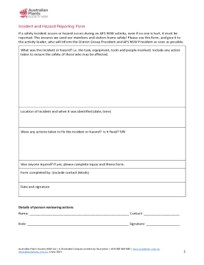 Fillable Online Incident and Hazard Reporting Form Fax Email Print ...