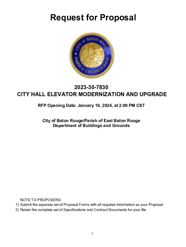 Fillable Online Request For Proposal Rfp Elevator Modernization Fax Email Print - pdfFiller