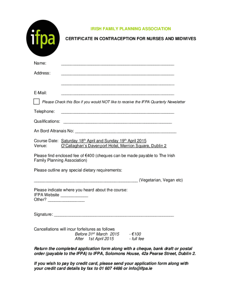 Fillable Online Certificate in Contraception for Nurses & Midwives Fax Email Print - pdfFiller