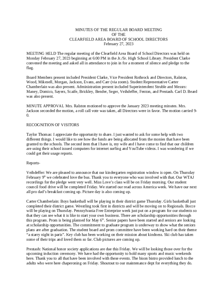 Student Representative Carter Chamberlain was also present Doc Template ...