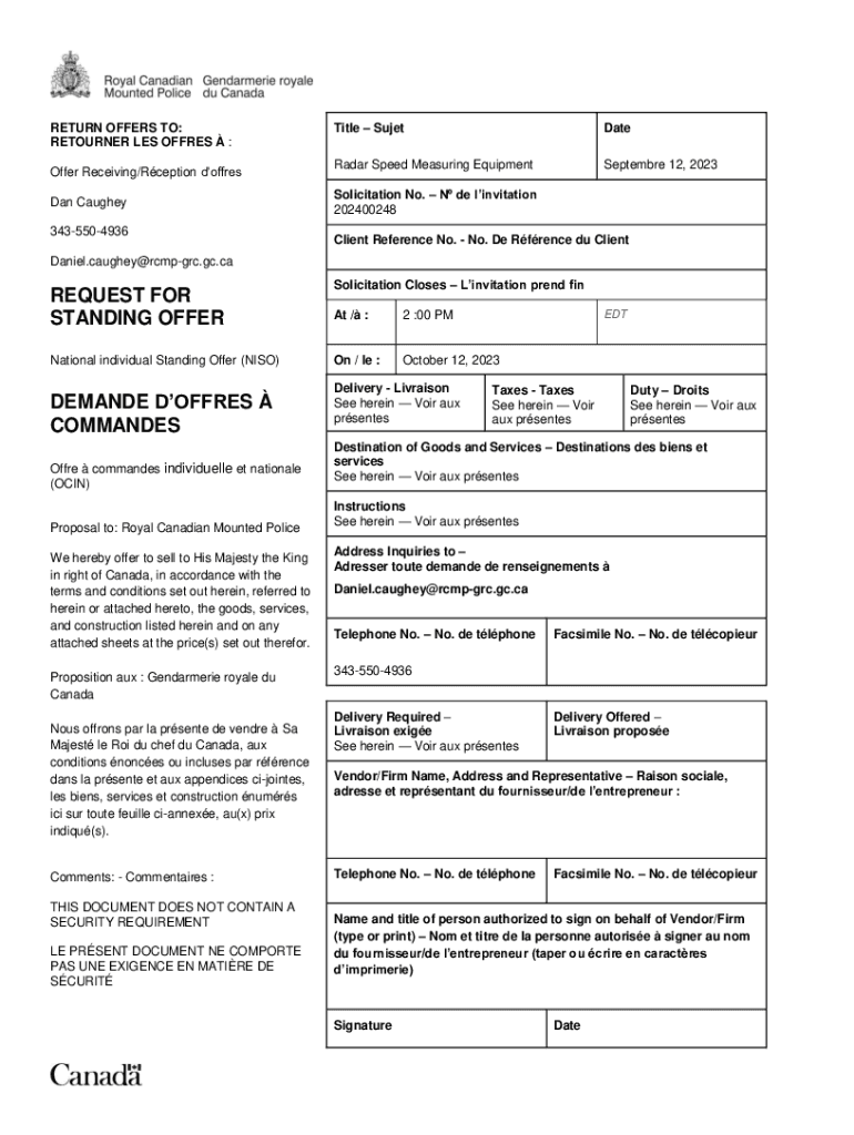 Fillable Online Speed Measuring Equipment Advance Contract Award Notice ...
