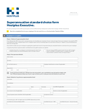 Fillable Online Employer standard choice form for Executive. Fax Email ...