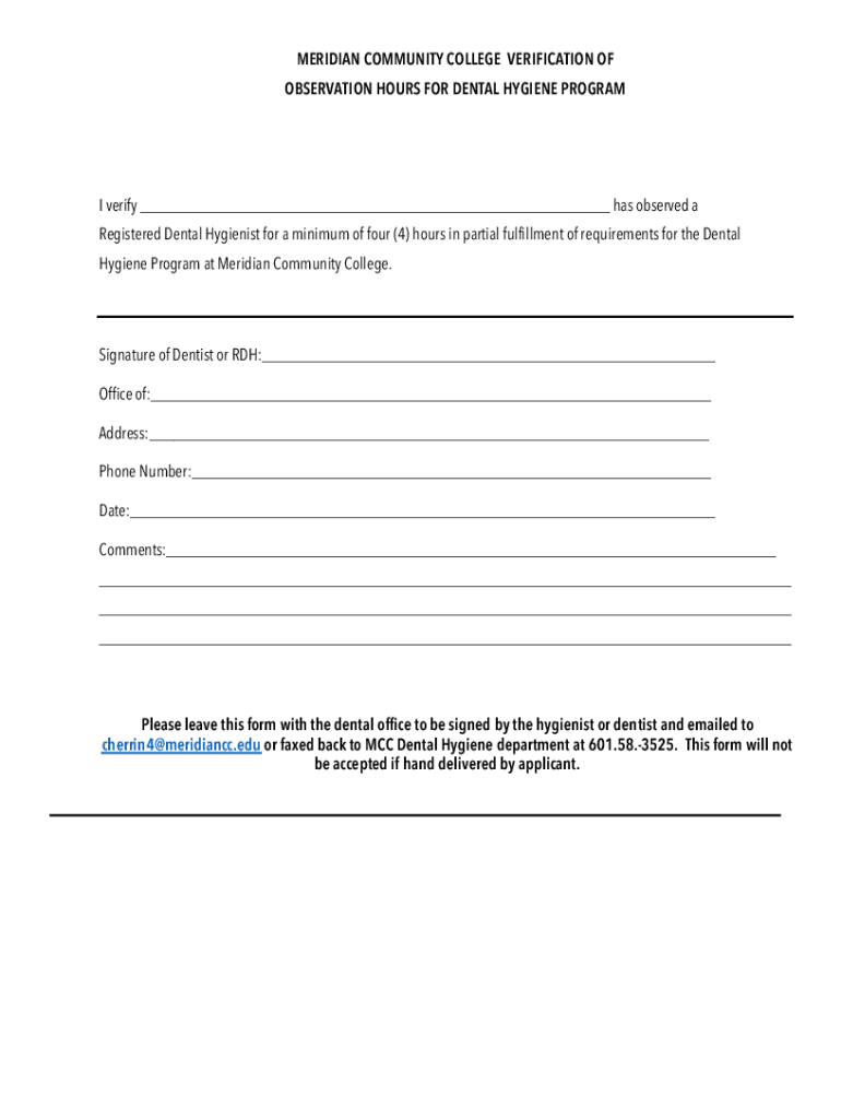 Fillable Online Dental Hygiene Application Process - OU College of ...