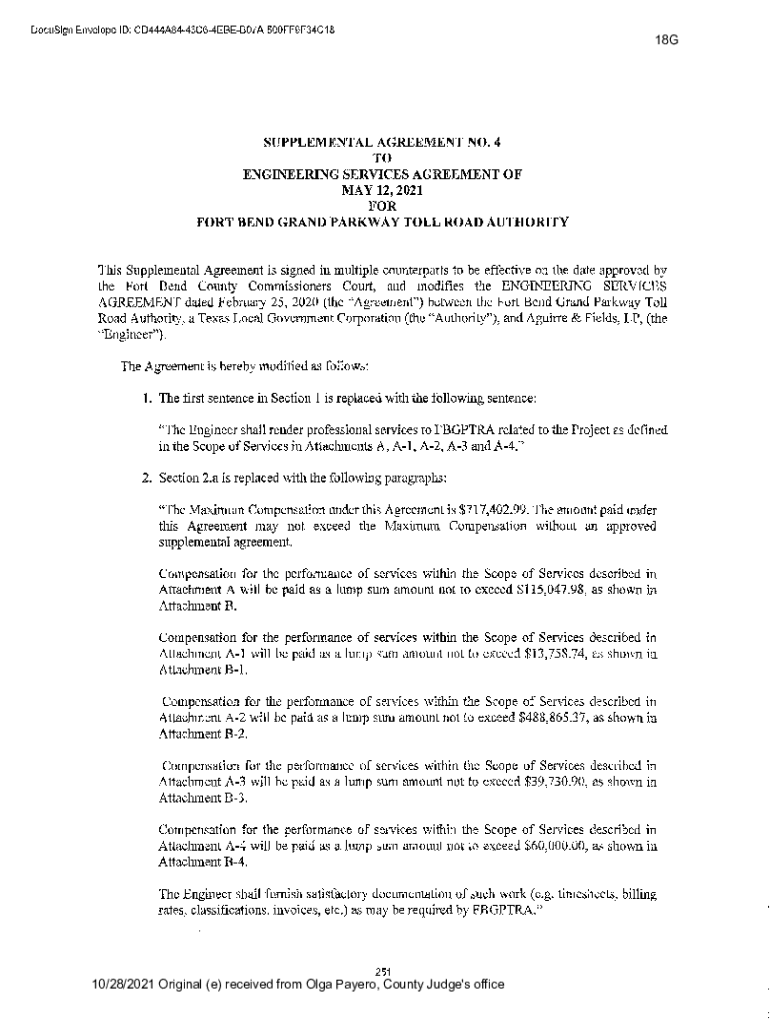 Fillable Online SUPPLEMENTAL AGREEMENT NO. 4 TO ENGINEERING ... Fax ...