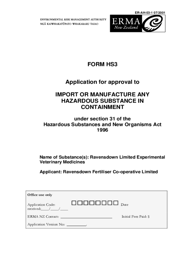 Fillable Online HAZARDOUS SUBSTANCE IN Fax Email Print - pdfFiller