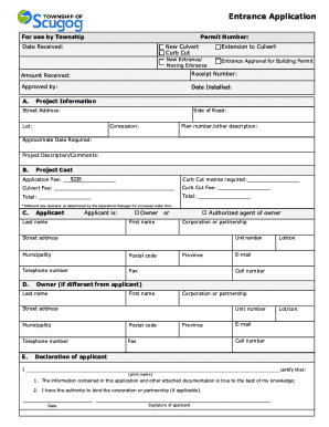Fillable Online Application for Entrance Culvert.pdf Fax Email Print - pdfFiller
