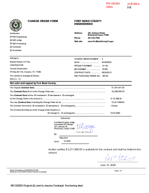 Fillable Online Change Order Form - 10+ Examples, Format, Pdf Fax Email ...