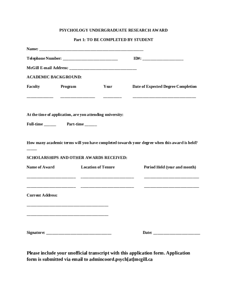 Applicant Ination - Undergraduate Research Doc Template | pdfFiller