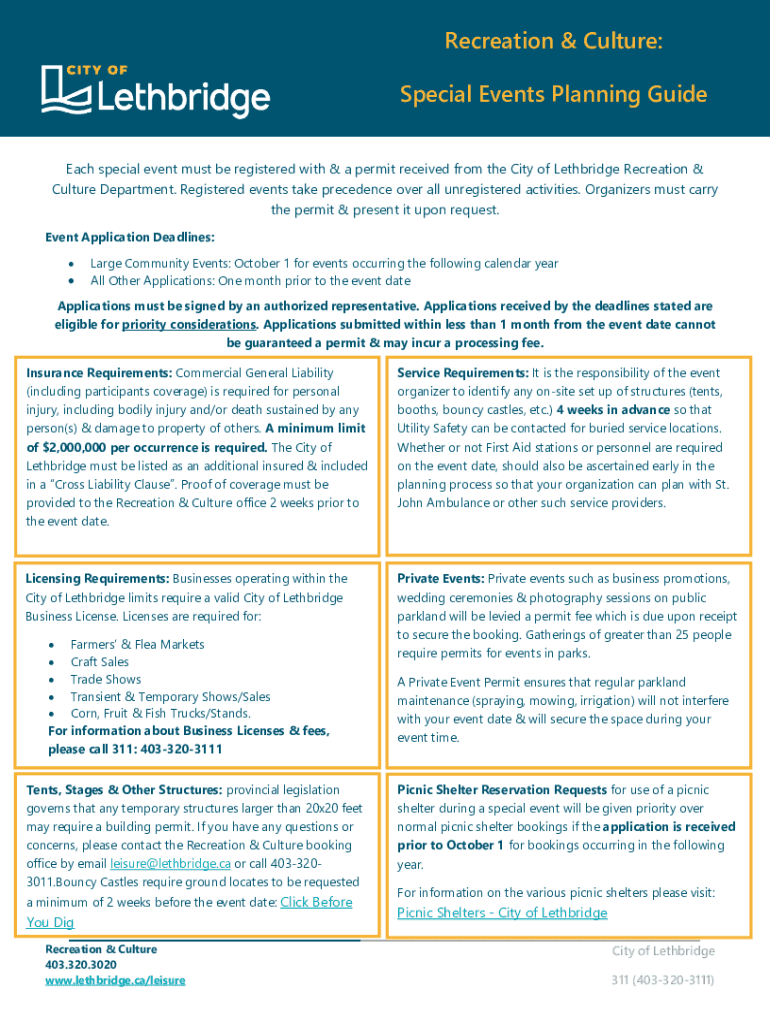 Fillable Online Special Events Application & Planning Guide Fax Email ...