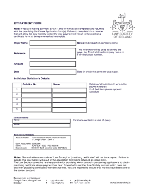 Fillable Online EFT PAYMENT FORM Individual Solicitor's Details Fax ...