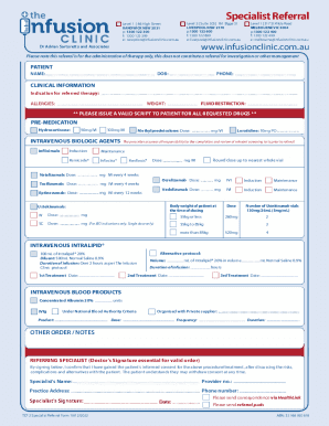 Fillable Online The Infusion ClinicMedical Infusions without the wait Fax Email Print - pdfFiller